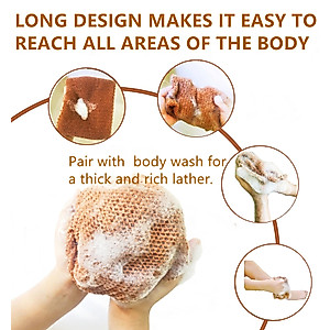 African Net Long Bathing Sponge,Net Exfoliating Back Scrubber for Body,Exfoliating Back Towel,Pack of 1 (Brown)