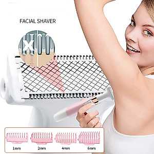 Electric Razors for Women, Lady Shaver Facial Hair Remover for Women face Eyebrow Nose Legs Pubic Hair Bikini Trimmer, Flawless Painless Hair Removal Razor USB Rechargeable and Waterproof