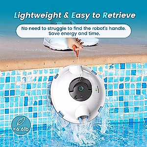 𝟮𝟬𝟮𝟯 𝙐𝙥𝙜𝙧𝙖𝙙𝙚 TASVAC Cordless Robotic Pool Cleaner, Automatic Vacuum, 90 Mins Runtime, Powerful, Self-Parking, Lightweight, Ideal for Flat Above/In-Ground up to 1100 Sq.Ft, Off-White (Y10)