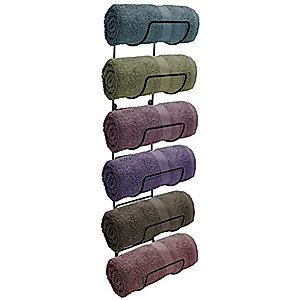 Sorbus Towel-Rack Holder - Wall Mounted Storage Organizer for Linens (Black)