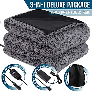 Zone Tech Sherpa Fleece Travel Blanket Grey Cozy Soft Plush Warm Fuzzy Automotive Comfortable Car Seat 59" x 43” Blanket -Great for Winter, Home, Office and Camping