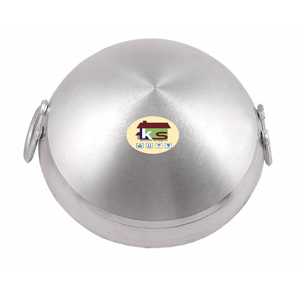 KITCHEN SHOPEE Aluminum Kadha Frying Pan deep Kadai for Cooking Fry Heavy Base with Handle Multipurpose Use (Silver, 33 cm, 13 Inch, Size 5 L)