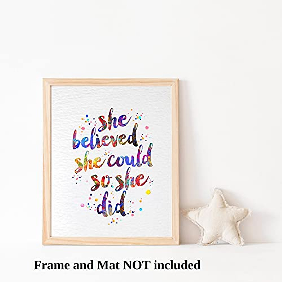 Dignovel Studios Unframed 8X10 She believed she could, so she did Inspirational Quotes Watercolor Art Print Poster dnc40