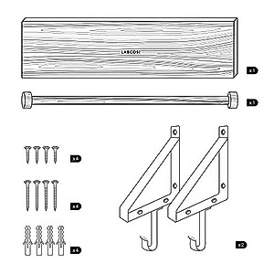 Labcosi Coffee Mug Holder Wall Mounted, Rustic Coffee Cup Shelf and Rack with Hooks for Kitchen Organize