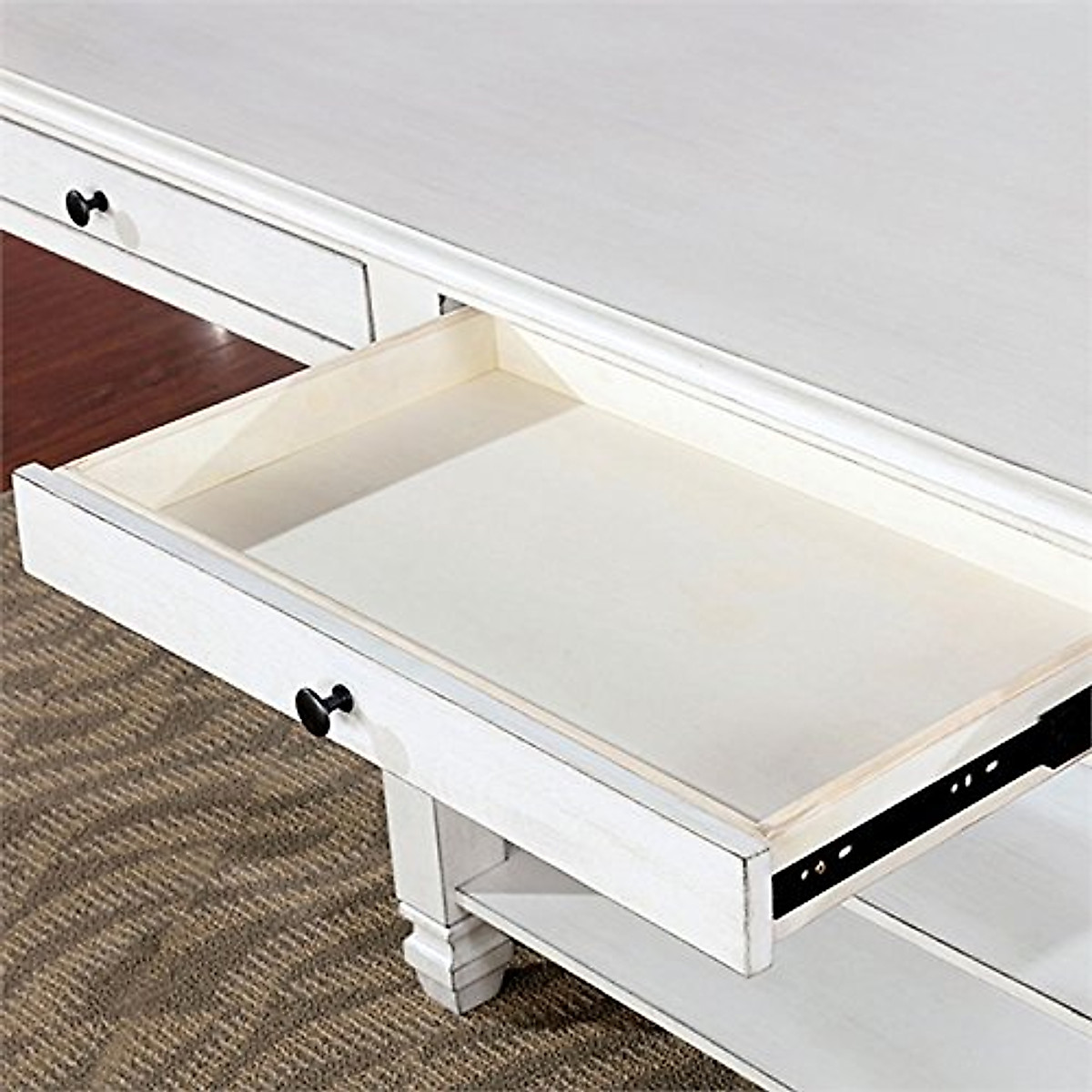 BOWERY HILL Wood Counter Height Extendable Table in Antique White