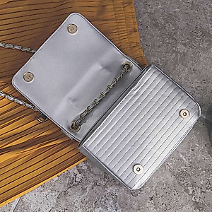 JNKET Women PU Leather Motorcycle Jacket Shoulder Bag Punk Style Rivet Handbag Chain Crossbody Bag for Girls (01-Silver)