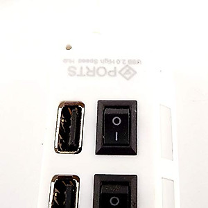 Lysee Data Cables - 1x USB 2.0 Hub 4-Port Speed Adapter for PC Laptop with Individual Power Switch White/Black - (Color: Black)