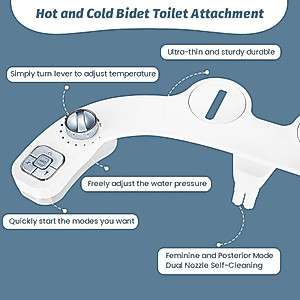 ifgswopq Bidet Attachment for Toilet Warm Water Hot Cold Non-Electric Pressure Sprayer Nozzle Control for, Uniform Size, lingsad-0236 (D Uniform Size)