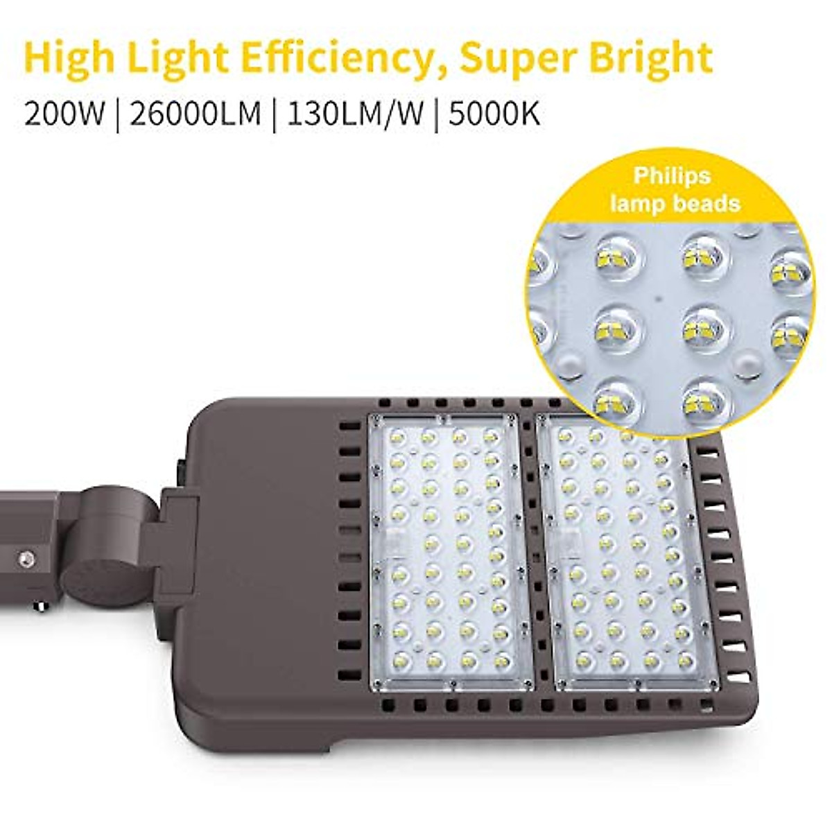 OAYATACO 200W Led Parking Lot Lighting LED Parking Lot Lights, Dusk to Dawn Photocell LED Street Lights 5000K Shoebox Pole Lights- Waterproof IP66 26000LM Super Bright Commercial Area Road Lighting