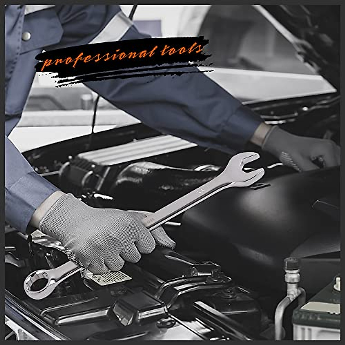 HORUSDY 15-Piece Metric Wrench Sets, V Notch Premium Combination Wrench Set Metric 8-22mm, Max Torque, 12-Point, Chrome Vanadium Steel, with Storage Rack