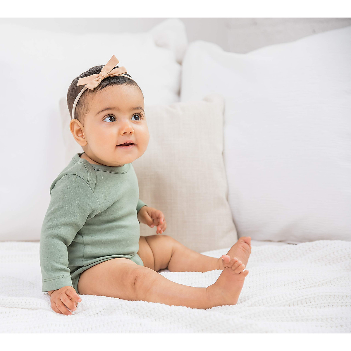 Colored Organics - Organic Cotton Baby Bodysuit - Long Sleeve Infant One Piece - Thyme Green - 6-12M