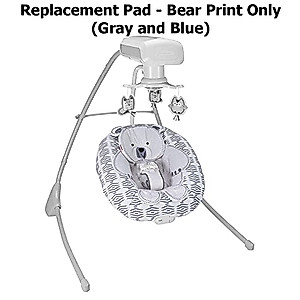 Replacement Part for Fisher-Price Snugabear Hug Cradle 'n Swing - FLG84 ~ Replacement Plush Swing Seat Cover Pad ~ Bear Print ~ Gray and Blue