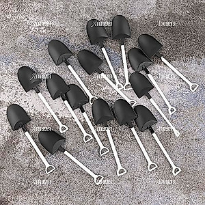 AUEAR 100 Pack Mini Shovel Shape Spoons Black Plastic Shovel Disposable Cute Dessert Spoons for Ice Cream Pudding Yogurtn