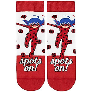 Miraculous Ladybug Girls' Lady Bug Socks Pack of 3 Size 10 to 13 Multicolored