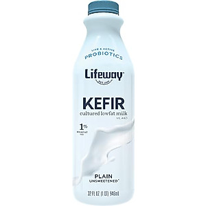 Lifeway Low Fat Kefir - Unsweetened, 10g Protein, 12 Live Active Probiotic Cultures, Up to 99% Lactose Free, Gluten Free – Plain, 32 oz