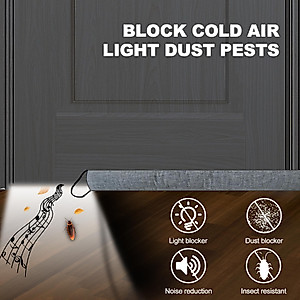 QUOLIX Triangle Under-Door Draft Stopper, 32" Noise Blocker, Weighted Weather Stripping, Gray Cotton & Polyester, Multi-Function Noise & Light Blocker,Gray