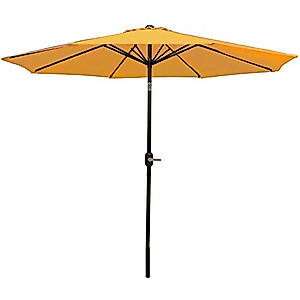 Sunnydaze 9-Foot Patio Umbrella - Push-Button Tilt and Crank Handle - Aluminum Pole and Polyester Shade Canopy - Gold