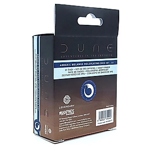 Dune Adventures in The Imperium: Arrakis Melange Dice Set - (5) Twenty Sided Rolplaying Dice Set - Translucent Blue with Silver Numbering, Tabletop Roleplaying Accessory