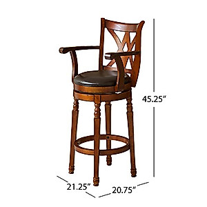 Christopher Knight Home Eclipse Armed Swivel Barstool, Chocolate Brown