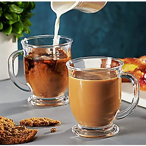 Godinger Coffee Mug Set, Glass Coffee Mugs Cups with Handle for Hot Beverages, Tea Cups Large Mug Coffee Gifts - 15oz, Set of 4