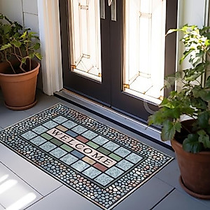 CHICHIC Rectangle Entrance Door Mat Large 24 x 36 Inch Entry Way High Traffic Area Doormat Front Door Rugs Outdoors Heavy Duty Welcome Mat, Non Slip Rubber Back Low Profile for Garage