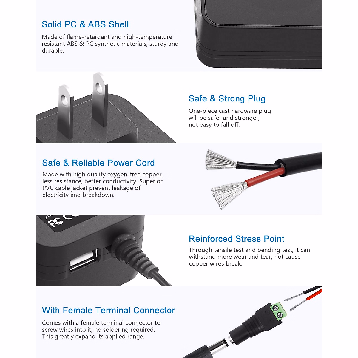 ALITOVE 30W Universal AC to DC Power Supply Adapter 3V to 12V Adjustable with 14Adapter Tips & USB Port for Household Electronics Routers 2.5A Max