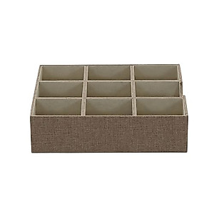 Household Essentials Brown 723-1 Deep 9 Section Drawer Organizer Box for Storage | 12 in x 12 in 3.13