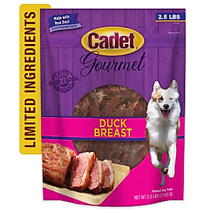 Cadet Gourmet Duck Breast Jerky Dog Treats, Healthy, Long-Lasting High-Protein Training Treats for Small & Large Dogs, 40 oz.