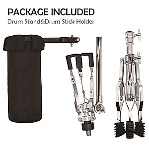 Snare Drum Stand, Concert Snare Drum Stands, Adjustable Snare Stand Tripod Double Braced Extended with Drum Stick Holder Fit 10''-14'' Dia Drums Pad, Height Range 18-25.6 Inches