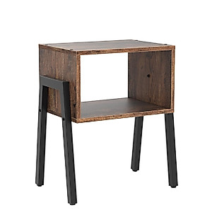 HOOBRO Nightstands Set of 2, Stackable End Table, Side Table, Bedside Tables with Open Storage Shelf, for Bedroom, Living Room, Rustic Brown BF38BZP201