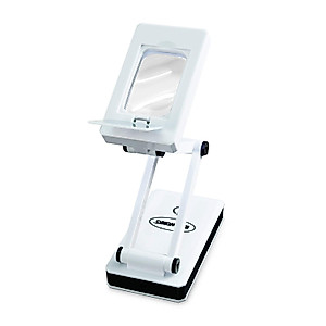 IdeaWorks JR7911 LED Desk Lamp, White with Magnifying Glass