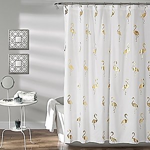 Lush Decor Flamingo Shower Curtain, 72" x 72", Gold