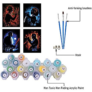 Halloween Paint by Numbers for Adults,DIY 4 Pack Adult Horror Paint by Numbers Kits on Canvas Painting Kits for Kids Beginner 12x16 inch Oil Painting Kits Gift for Kids and Adults