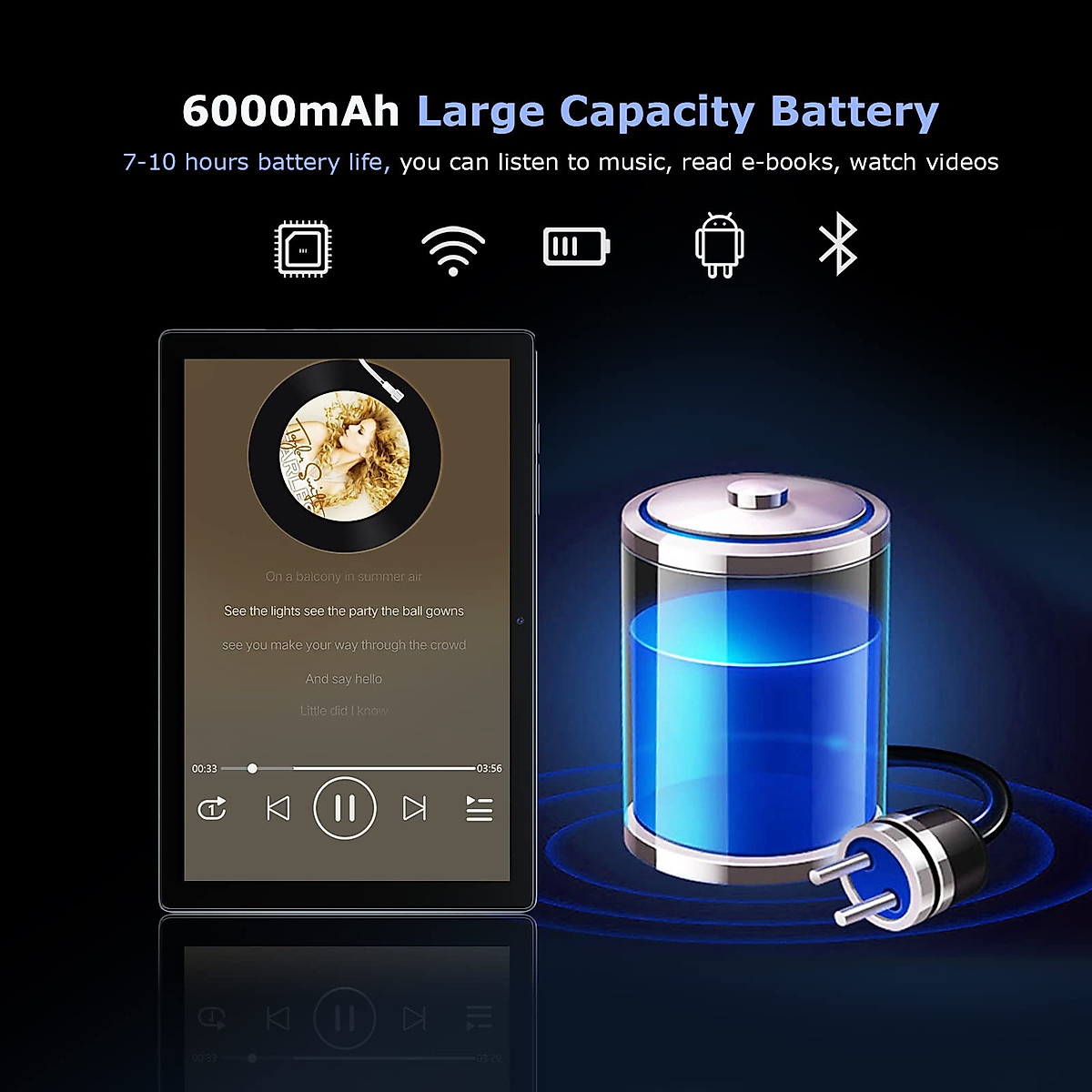 IBBWB 10.1 inch Tablet, Android 10.0 OS, 2GB RAM, 32GB ROM, Quad Core Processor, HD IPS Screen, 2MP Front 8MP Rear Camera, USB C Port, Support Bluetooth WiFi