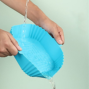 Air Fryer Silicone Liners,LYHOLKEER 4Pcs 7.5inch Reusable Square Silicone Air Fryer Liners for 3-6 QT,Food Safe Air Fryers Oven Accessories,Replacement Of Flammable Parchment Liner Paper