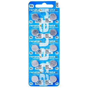 Renata 357 SR44W Batteries - 1.55V Silver Oxide 357 Watch Battery (10 Count)