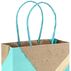 Hallmark 6" Small Paper Gift Bags (Pack of 8 - Kraft, Turquoise & Mint) for Christmas, Birthdays, Weddings, Mother's Day, Baby Showers, Bridal Showers, Care Packages, Any Occasion
