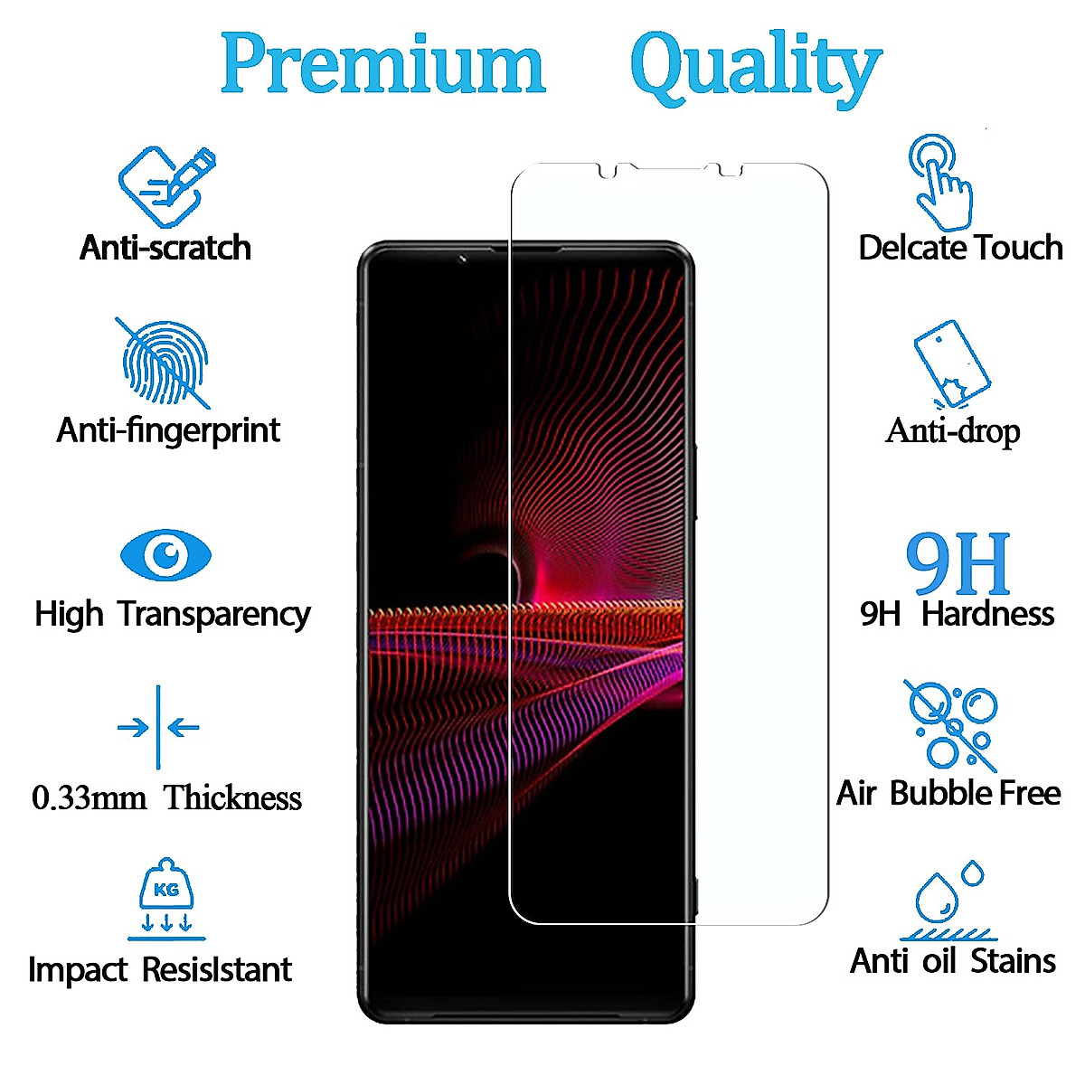 [3 Pack] KELOLIN Screen Protector for Xperia 1 III, Easy to Install, HD Anti-Scratch Anti-Fingerprint No-Bubble Tempered Glass Screen Protector Compatible with Xperia 1 III