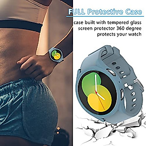 Haojavo [4+6Pack] for Samsung Galaxy Watch 5/Galaxy Watch 4 44mm Screen Protector Case, 4 Pack Hard PC Cover Protective Bumper Shell + 6 Pack Tempered Glass Film for Galaxy Watch 44mm Accessories