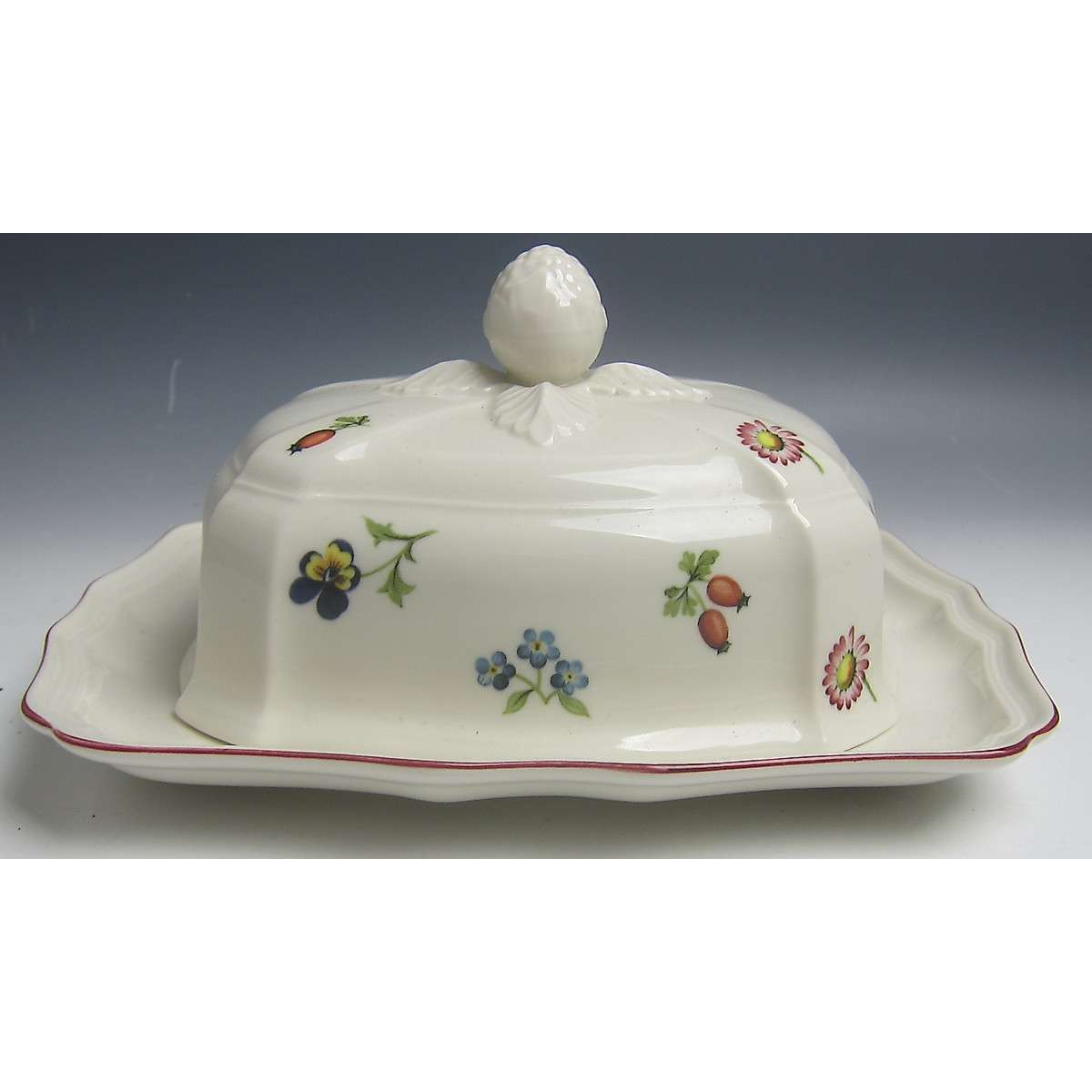 Villeroy + Boch PETITE FLEUR Covered Rectangular Butter EXCELLENT