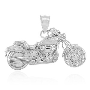 Sterling Silver Polish Biker Charmed Biker Charm Motorcycle Pendant