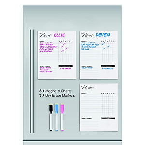 Habit Tracker Chores Chart for Kids, Dry Erase Board Behavior Chart for Multiple Kids 3 Pack, Incentives Chore Chart for Multiple Kids Dry Erase Magnetic (Chore Chart for Kids 1 Pack)