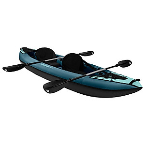 Retrospec Coaster 2 Person Inflatable Kayak - Portable 600-Denier Ripstop Polyester Blow up Kayak - Includes Double-Sided Paddle, Hand Pump & Carrying Bag - Ocean Blue