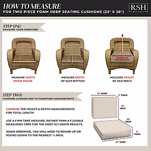 RSH DECOR: Deep Seating Foam Cushion Set | 23” x 26” Seat | All-Weather Spun Fabric | Water and Fade-Resistant | Outdoor Chair Cushion Set for Patio Furniture | Peacock