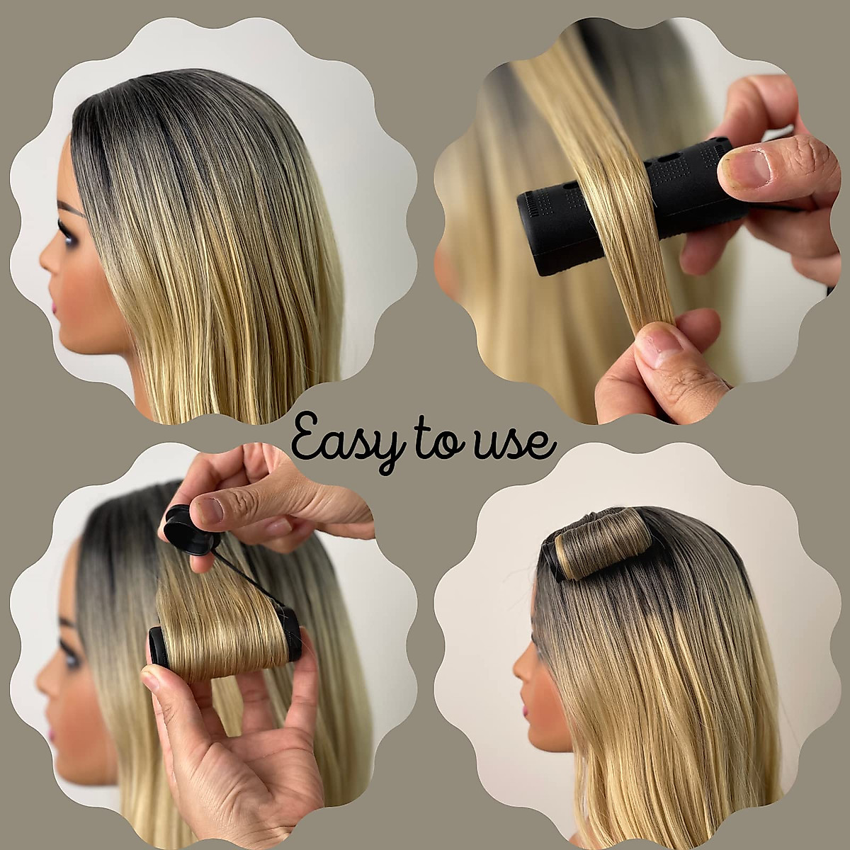 Jumbo Cold Wave Perm Rods Set (24 Pcs) for Women - Large Size Styling Rollers for Natural, Long or Short Hair for Home Hairdressing (Black)