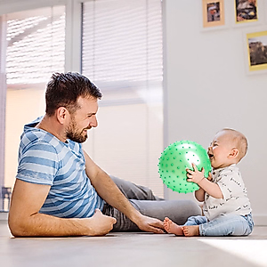 8.6 Inch 5 Pack Sensory Balls for Toddlers 1-3 with Pump Inflatable Knobby Bouncy Massage Balls for Babies Sports Playground Soft Tactile Indoor Outdoor Toss Roll Entertained Balls(sensory ball)