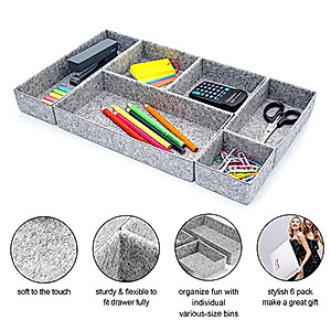 Welaxy Deluxe drawer organizers multi-purpose storage box junk bins for office home bathroom nightstand holder luxury 6-piece Style A (Gray)