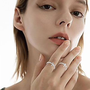 Honsny 14K Gold Plated Stacking Rings Set for Women, Stackable Knuckle Thumb Rings Thin Dainty Silver Rings for Teen Girls Wedding Eternity Band Simple Rose Gold Ring Size 4-11