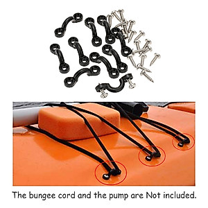 Docooler 10pcs Nylon Bungee Deck Loops Tie Down Pad Eye with 20 Screws for Boat Kayak Deck Rigging Kit