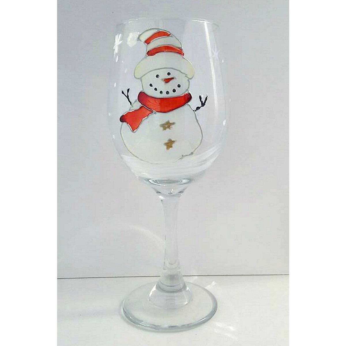 Snowman Hand Painted Holiday Wine Glasses Set of 2